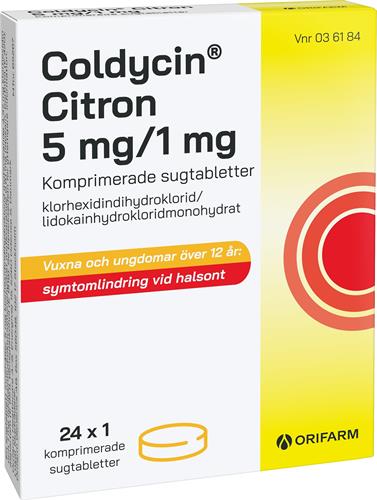 Köp Coldycin Citron, komprimerad sugtablett 5 mg/1 mg, 1 X 24 st ...