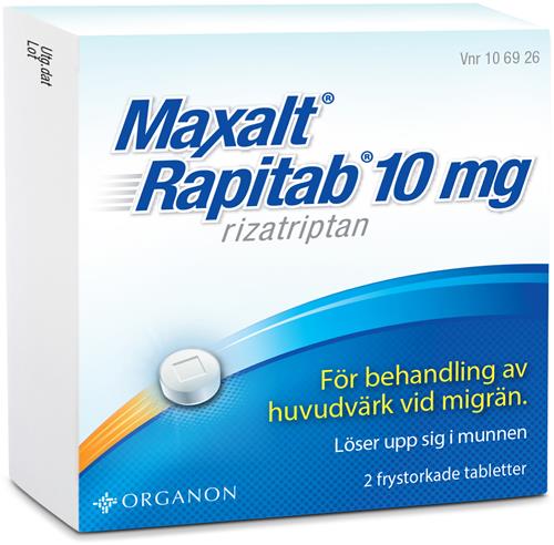 Köp Maxalt Rapitab, frystorkad tablett 10 mg Organon Sweden AB, 2 st ...